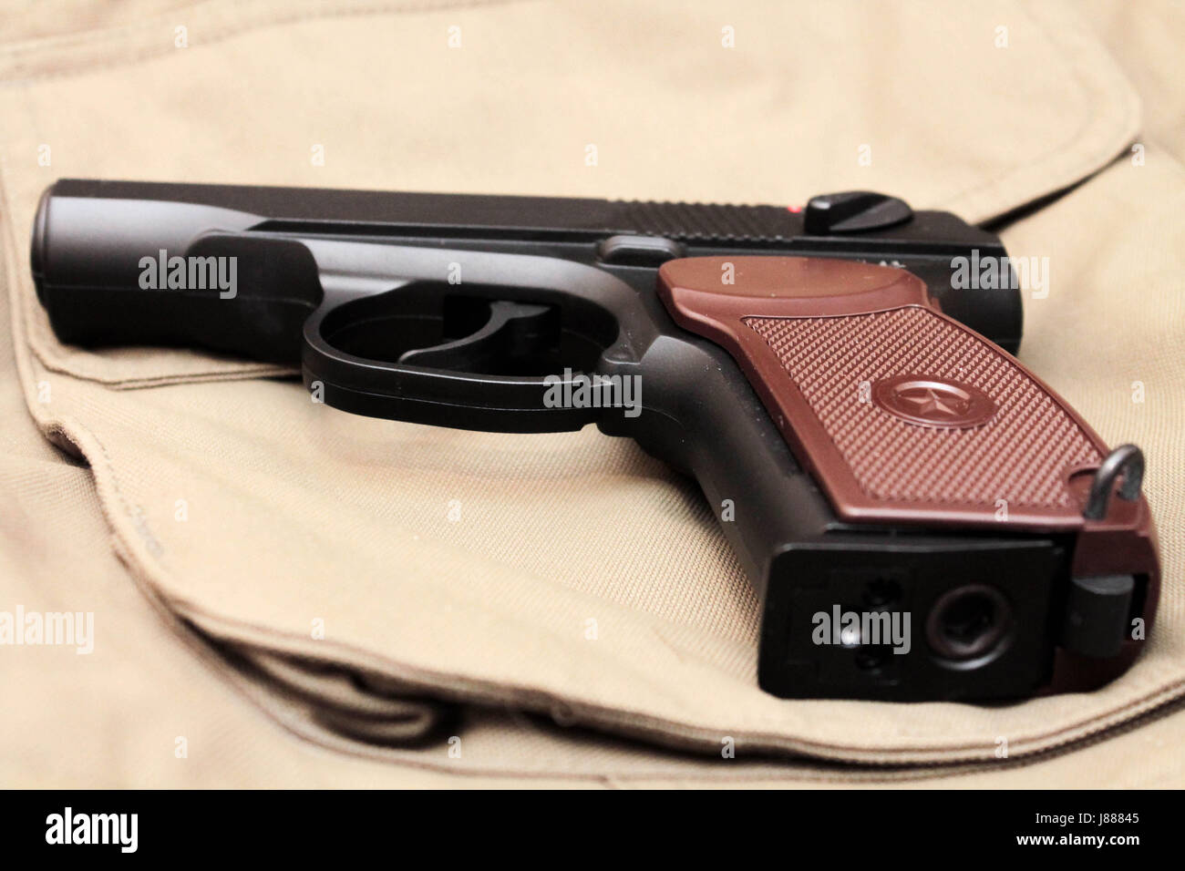 The pistol is a bottom view. The weapon. Danger Stock Photo - Alamy