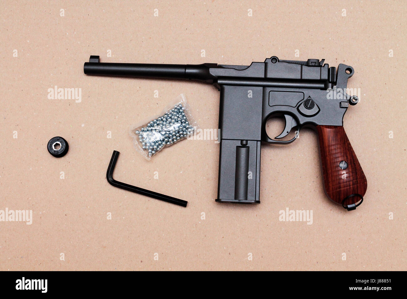 Officer's pistol. A pistol with a clip. Vintage pistol. Back side Stock ...