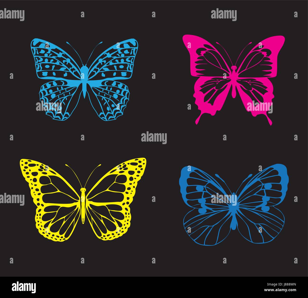 vector illustration of neon butterflies set Stock Vector Image & Art ...