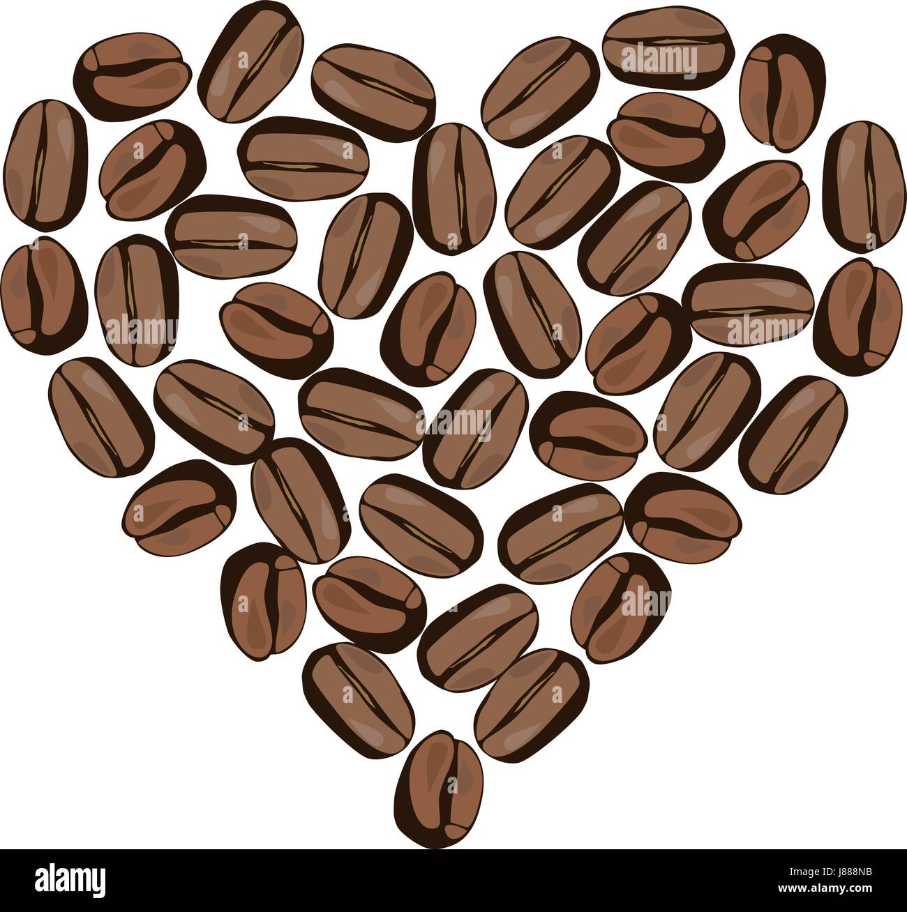 vector illustration of coffee bean heart isolated on white background ...