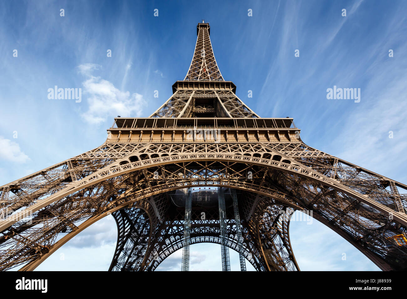 Wide View of Eiffel Tower from the Ground, Paris, France Stock Photo ...