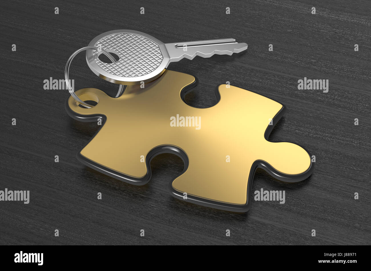 one jigsaw puzzle, concept of success or solution (3d render Stock ...