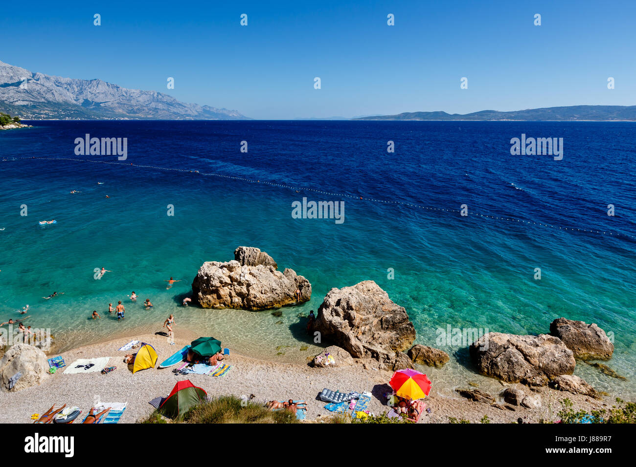 Beautiful Beach and Adriatic Sea with Transparent Blue Water near Split ...