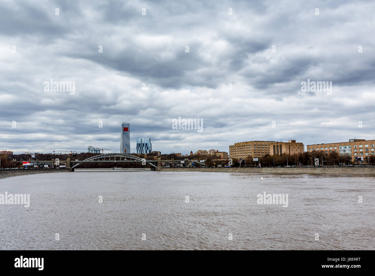 Moscow River Embankment and Sparrow Hills Cityscape, Moscow, Russia ...