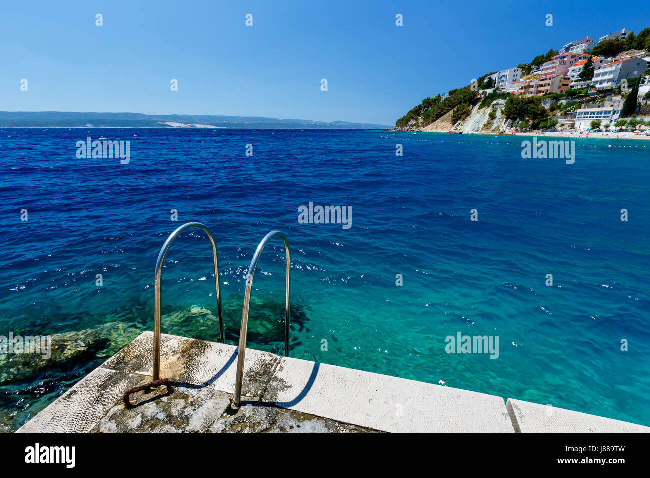Metal Ladder on the Beach and Azure Mediterranean Sea near Split ...