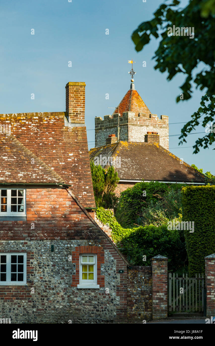 Spring afternoon in the South Downs village of Firle, East Sussex ...