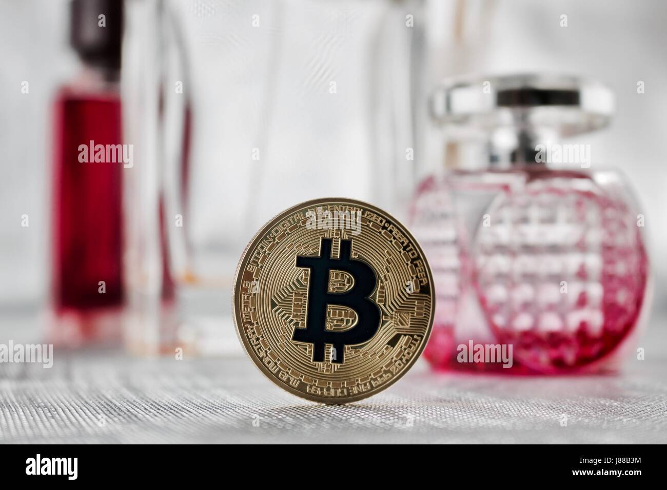 Digital currency physical gold bitcoin coin - pink perfume composition ...
