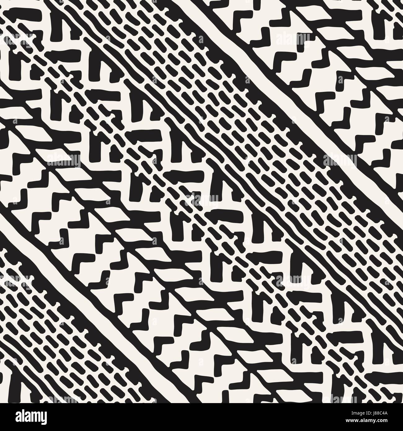 Hand drawn painted seamless pattern. Vector tribal design background ...