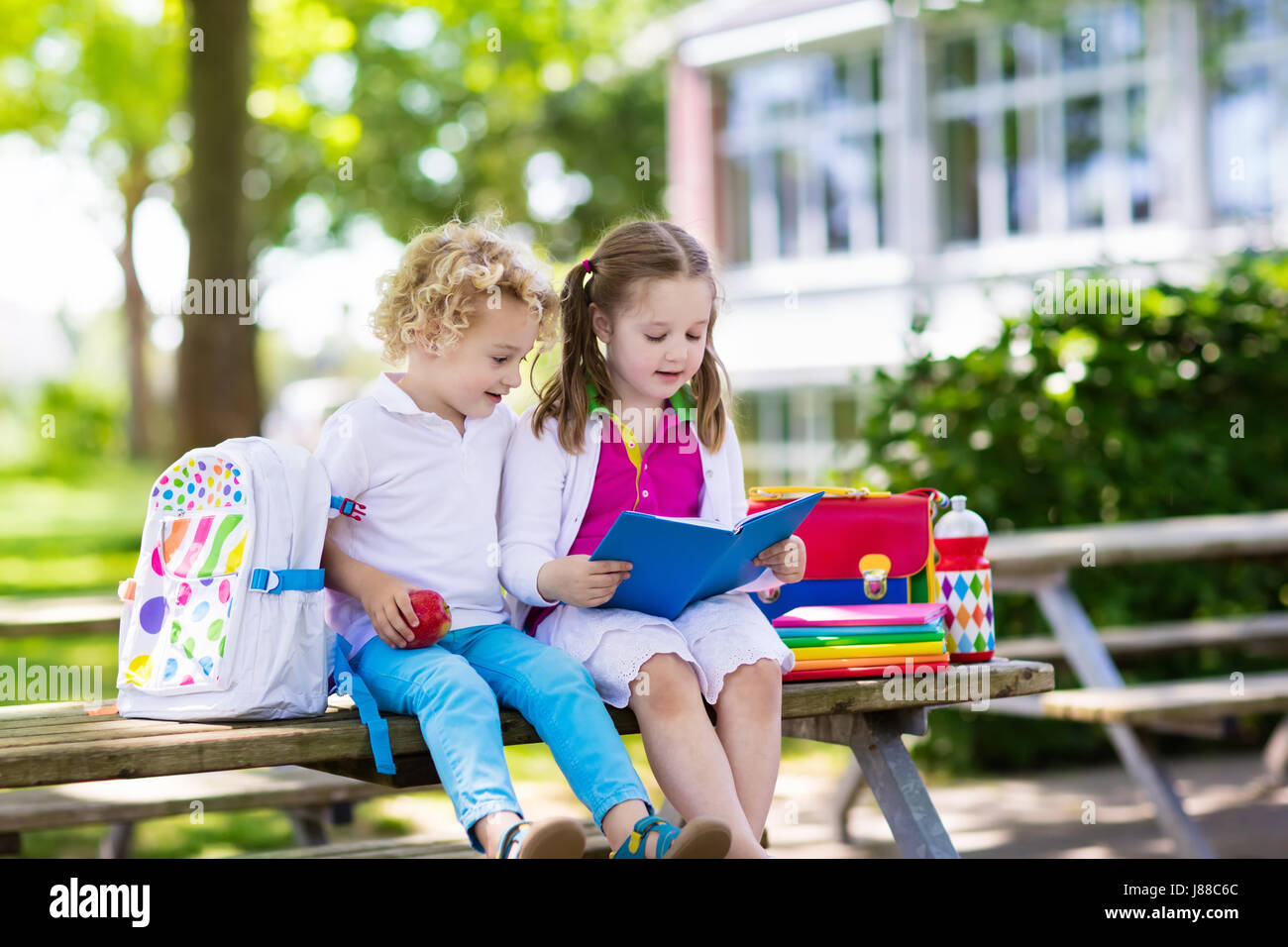 Children go back to school. Start of new school year after summer ...