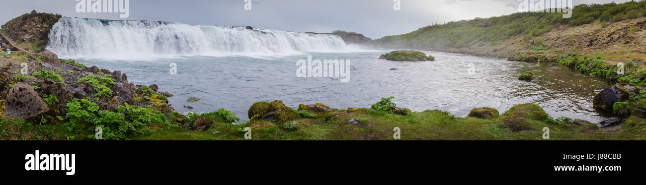 Panorama Photo of Faxi Waterfall (Fossin Faxi or Vatnsleysufoss) on the ...