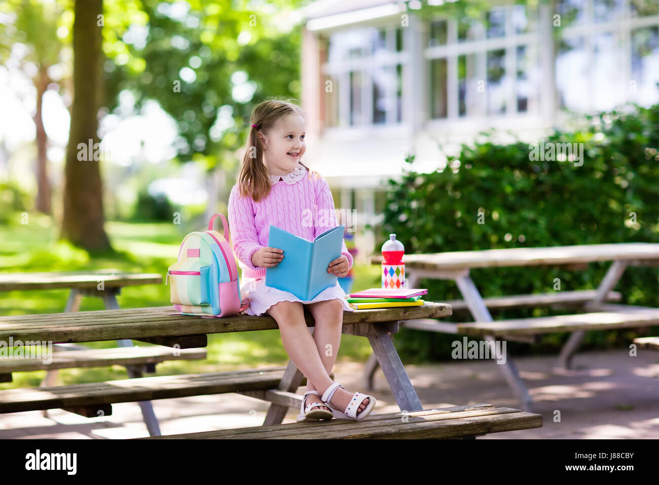 Child going back to school. Start of new school year after summer ...