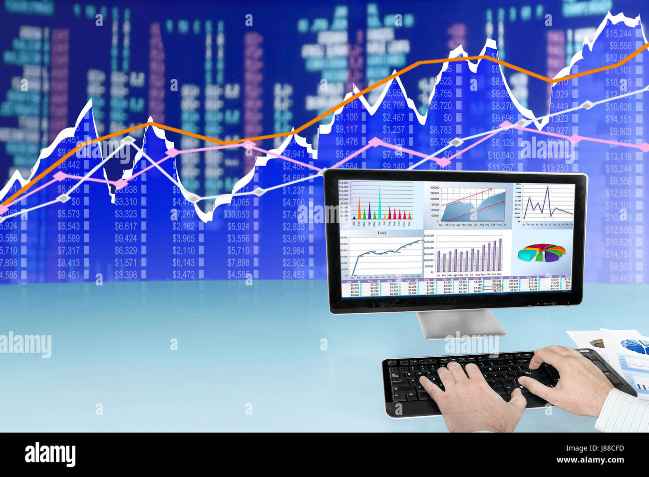 Analyzing Data on Computer Stock Photo - Alamy