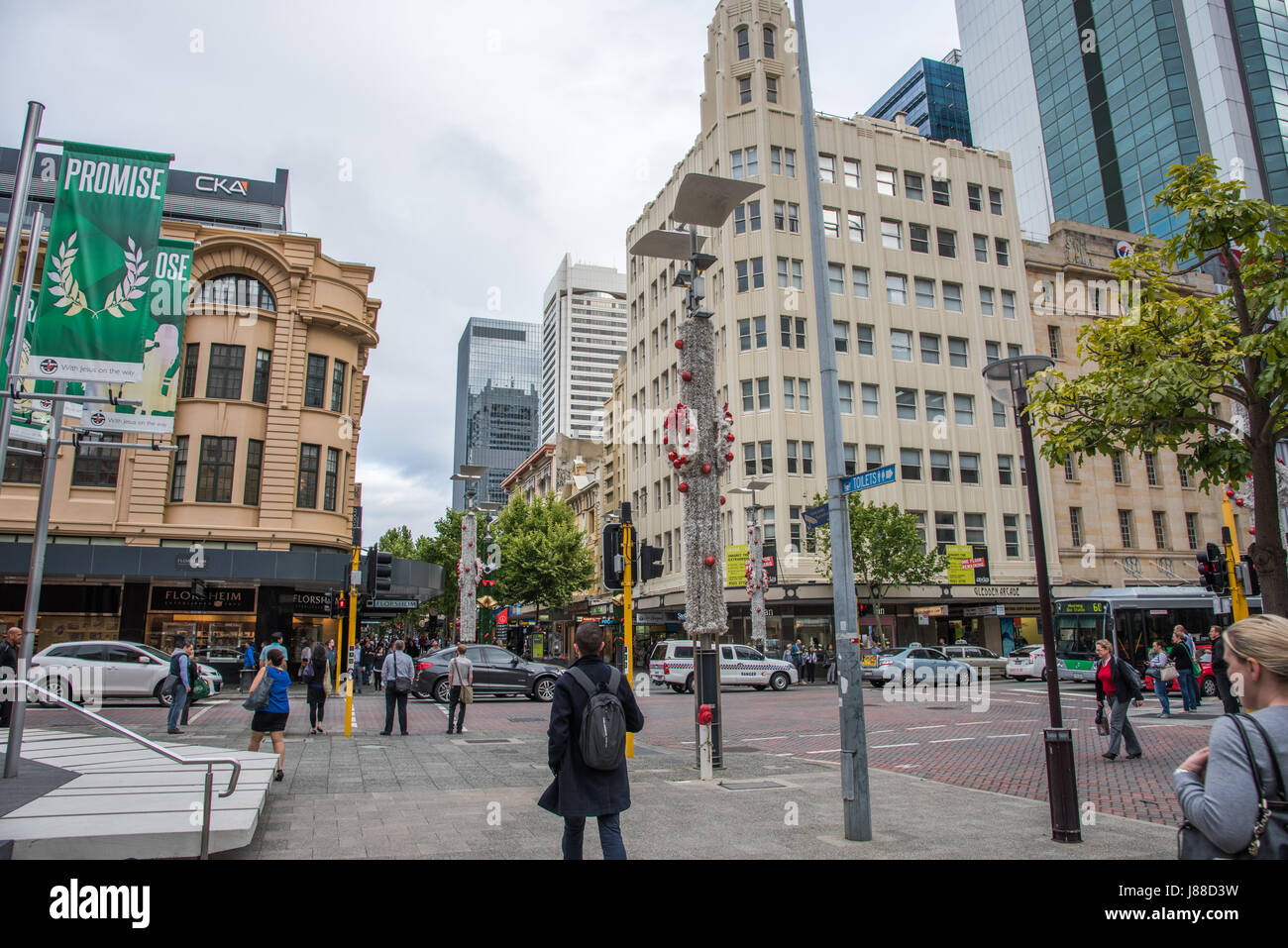 Perth,WA,Australia-November 16,2016: People and traffic in downtown ...