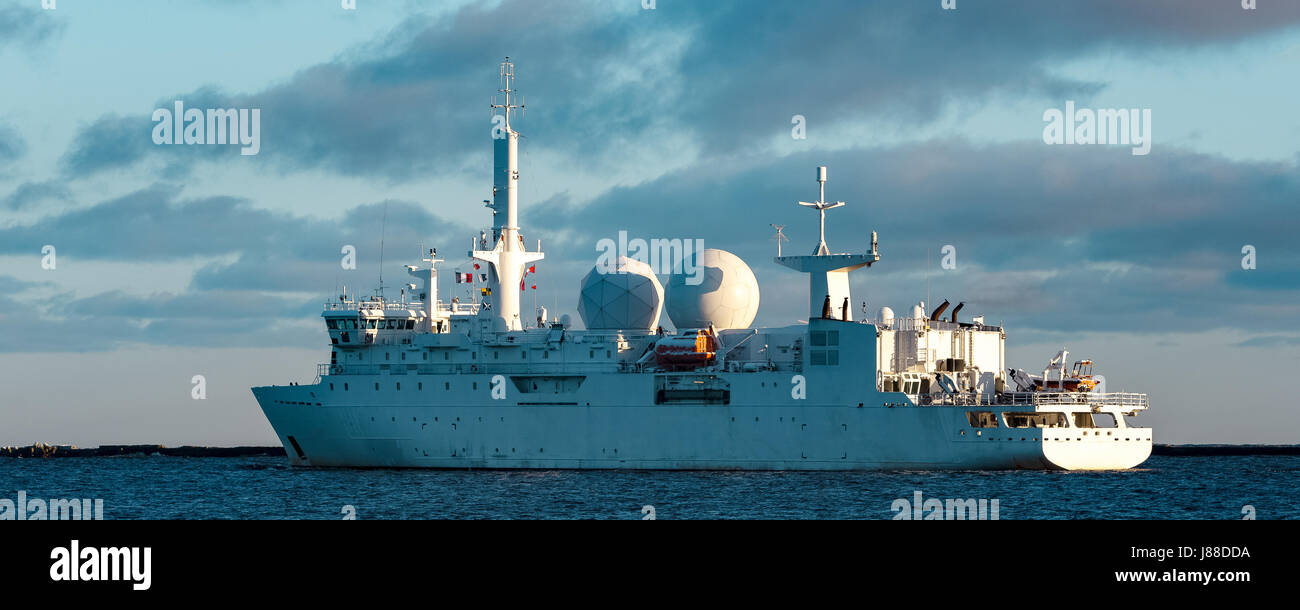 White military comander vessel sailing to Baltic sea Stock Photo - Alamy