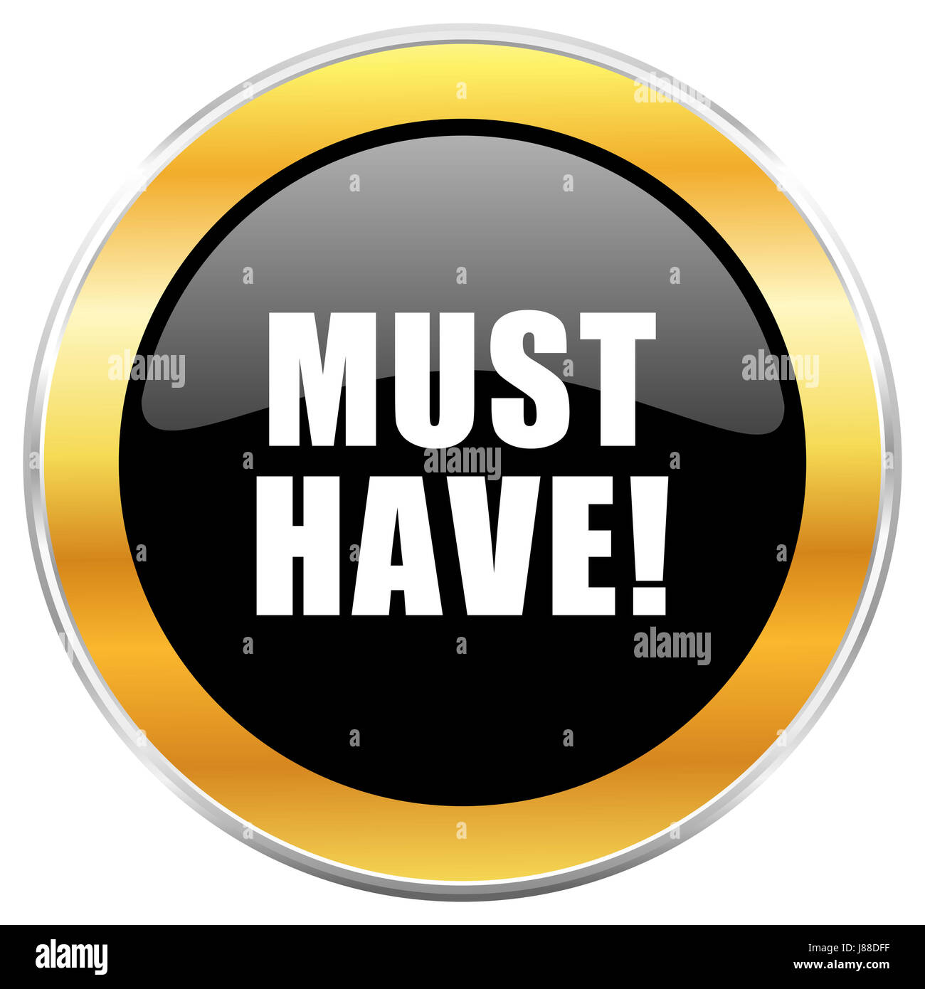 Must have black web icon with golden border isolated on white ...