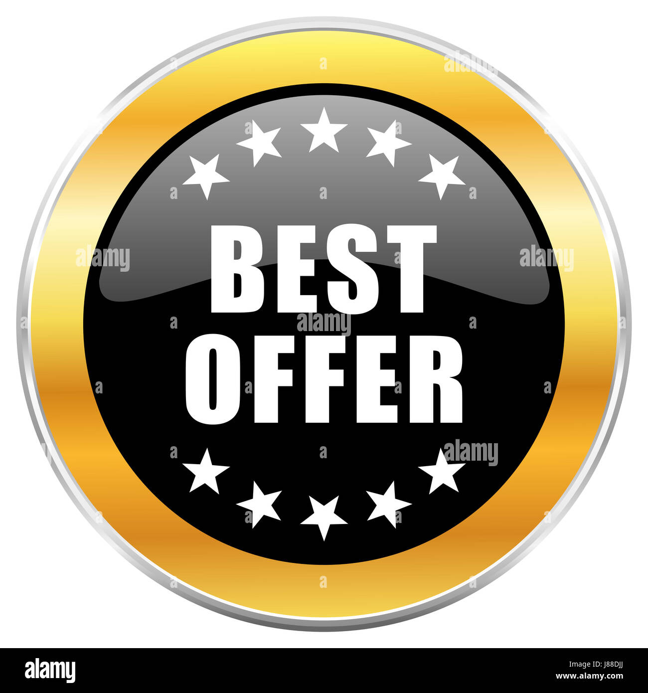 Best offer black web icon with golden border isolated on white ...