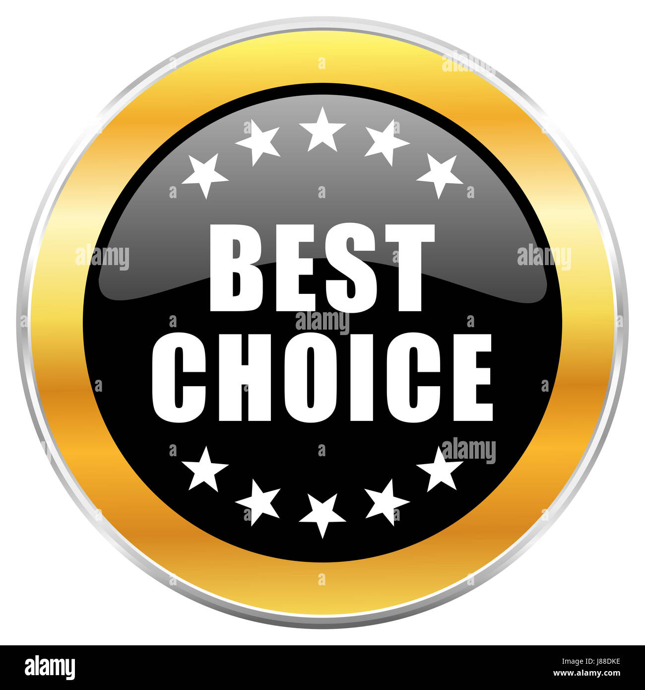 Best choice black web icon with golden border isolated on white ...