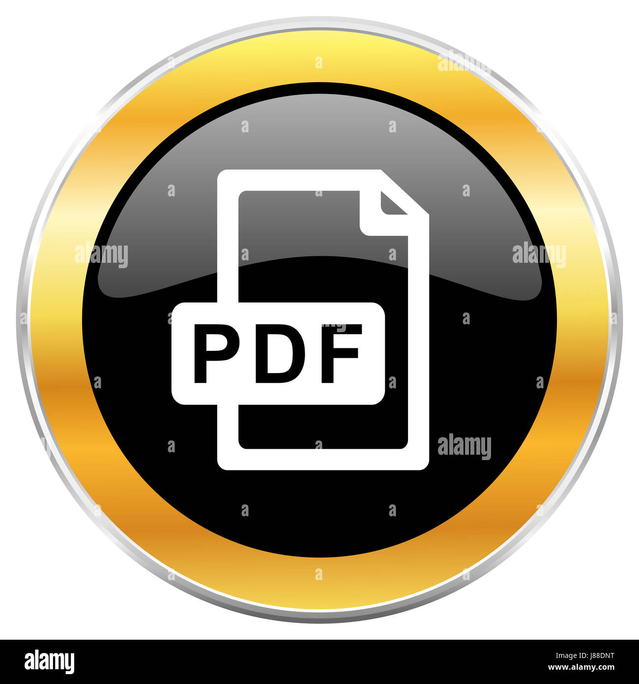 Pdf file black web icon with golden border isolated on white background ...