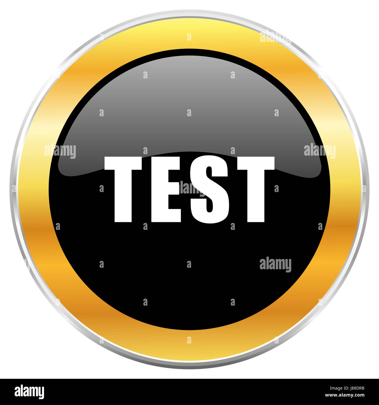 Test black web icon with golden border isolated on white background ...