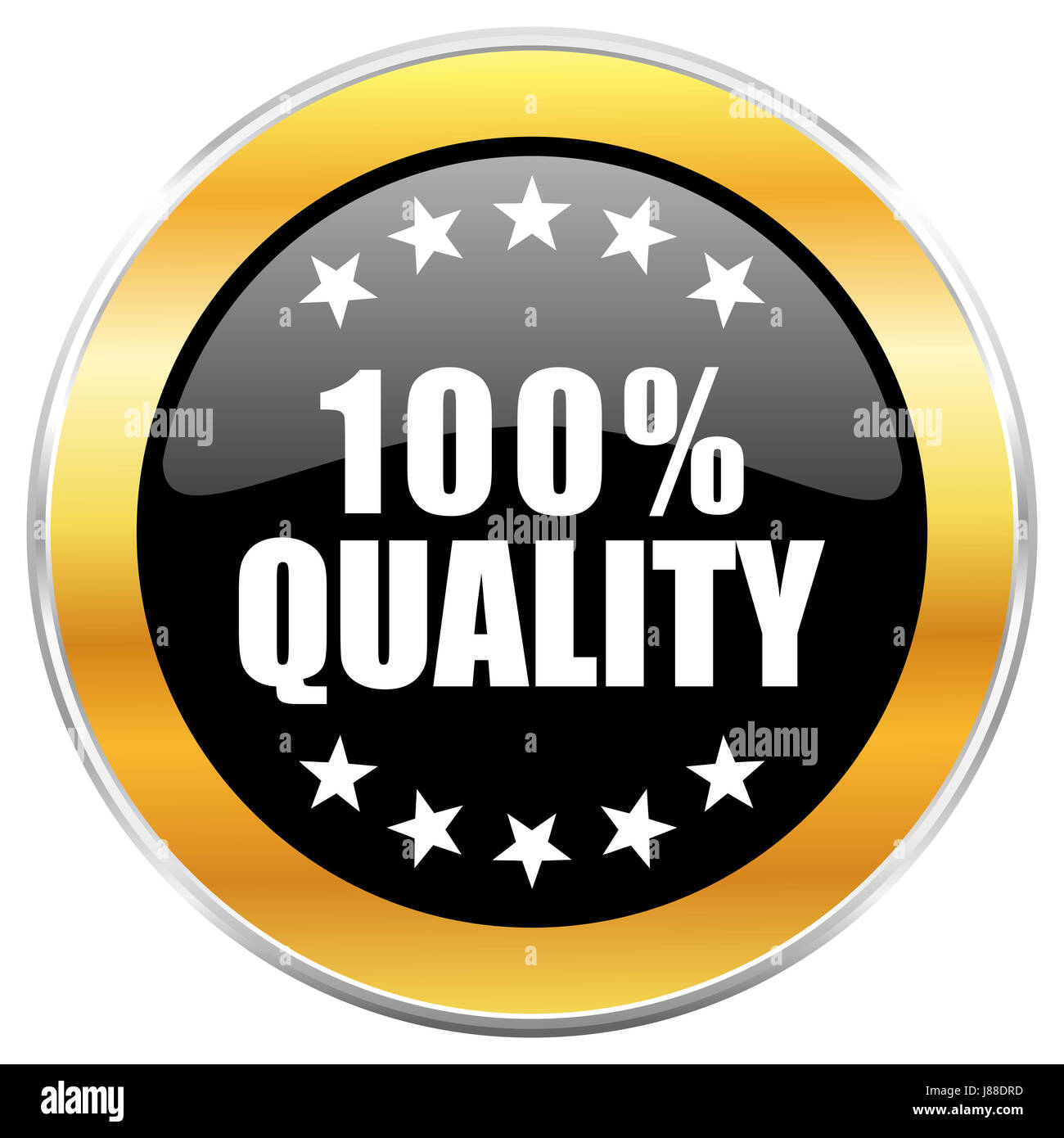 Quality black web icon with golden border isolated on white background ...