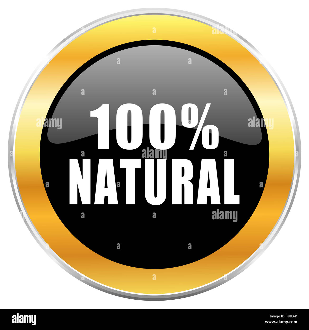 Natural black web icon with golden border isolated on white background ...