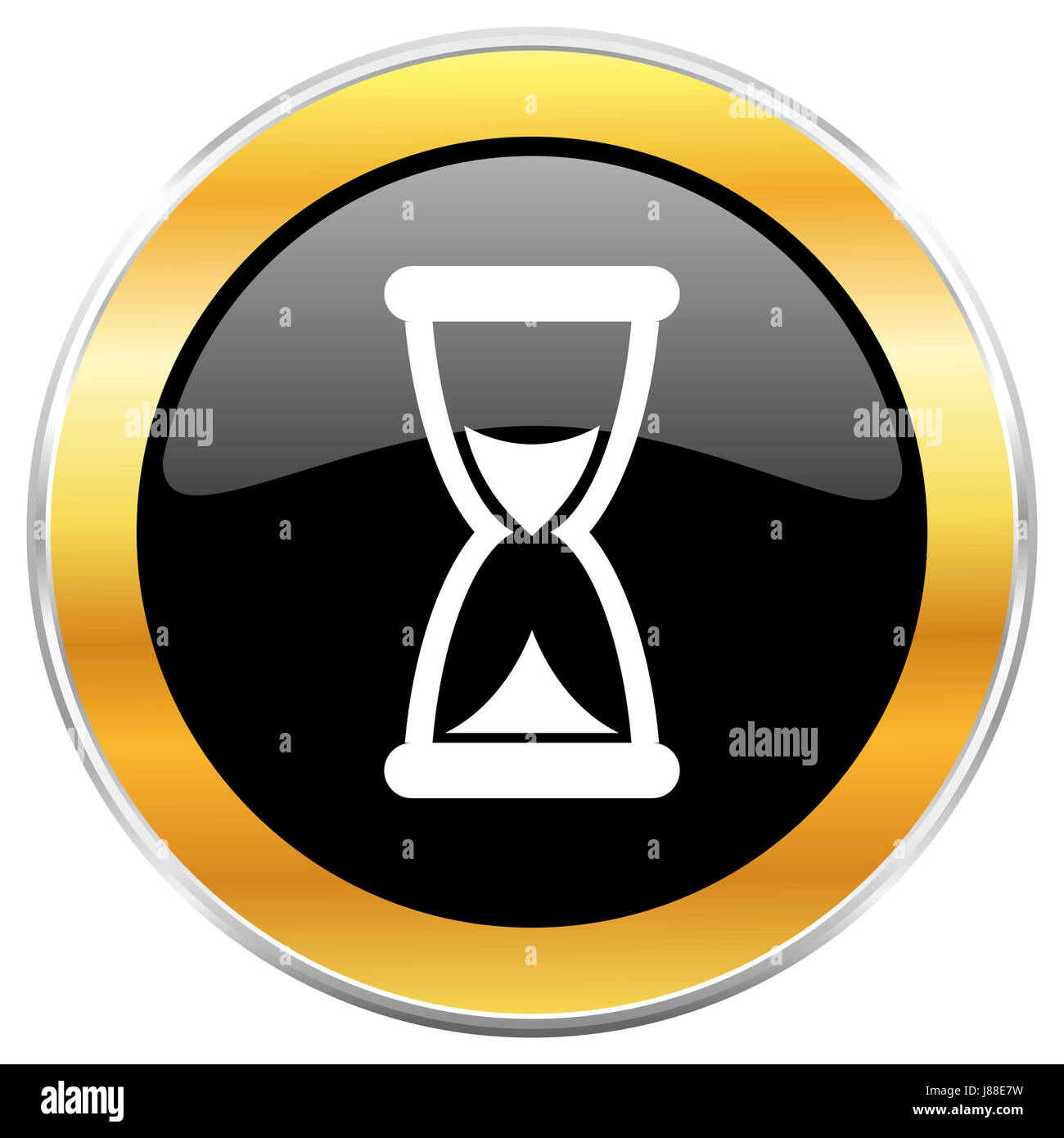 Time black web icon with golden border isolated on white background ...