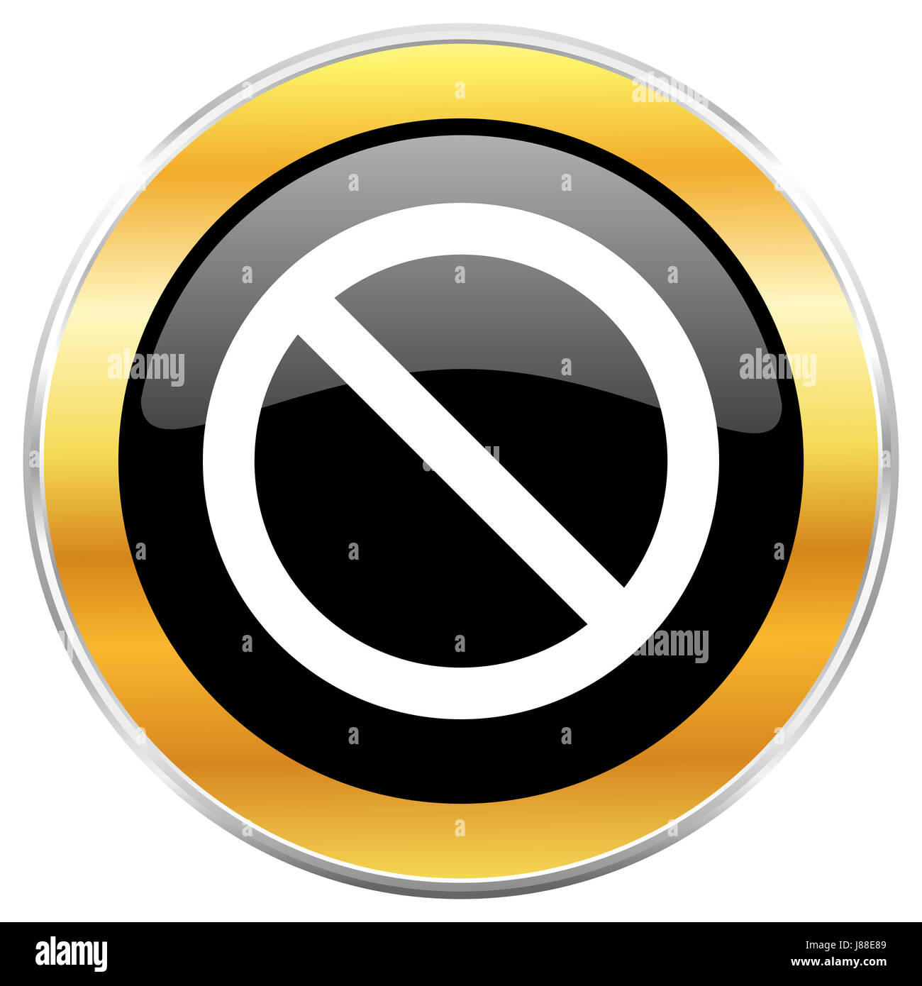 Access denied black web icon with golden border isolated on white ...