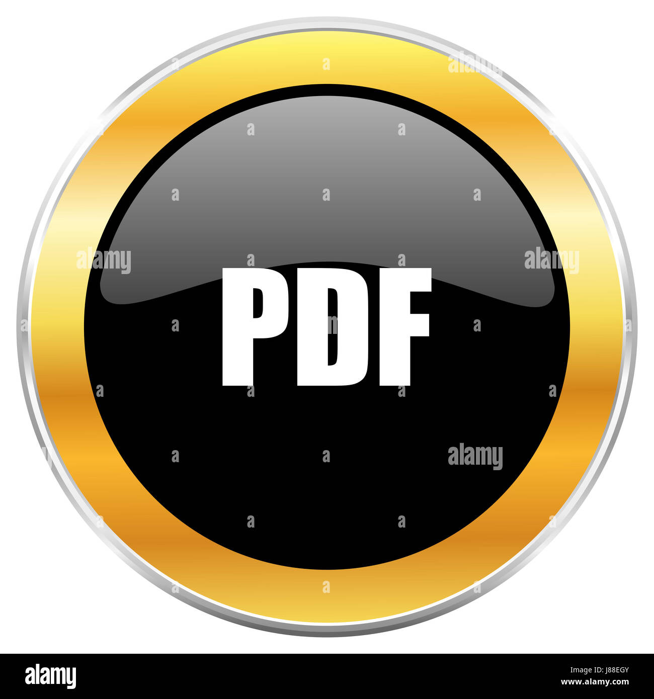 Pdf black web icon with golden border isolated on white background ...