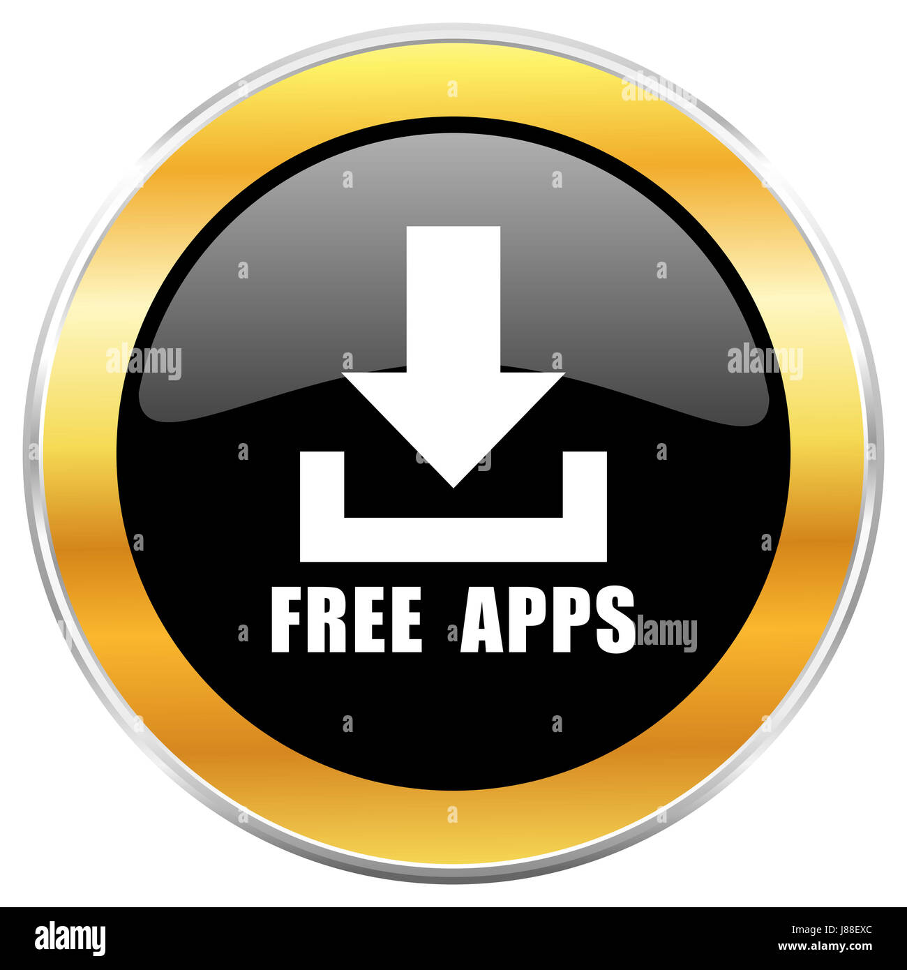Free apps black web icon with golden border isolated on white ...