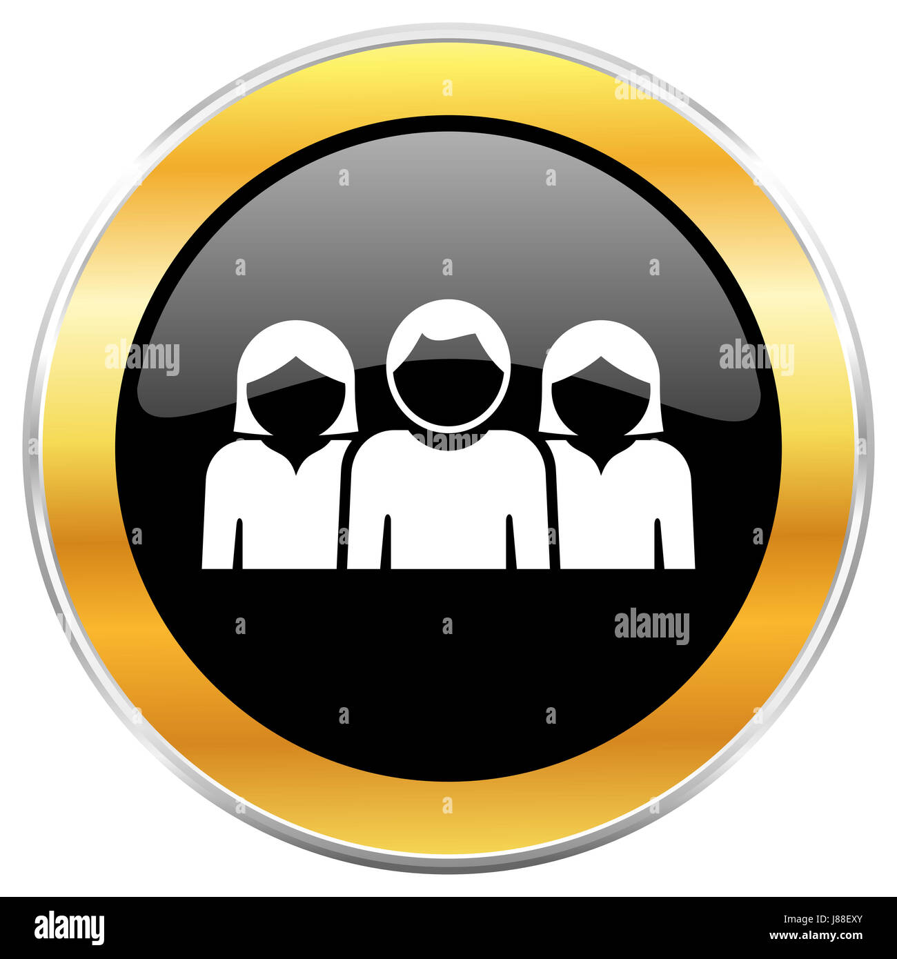 People black web icon with golden border isolated on white background ...