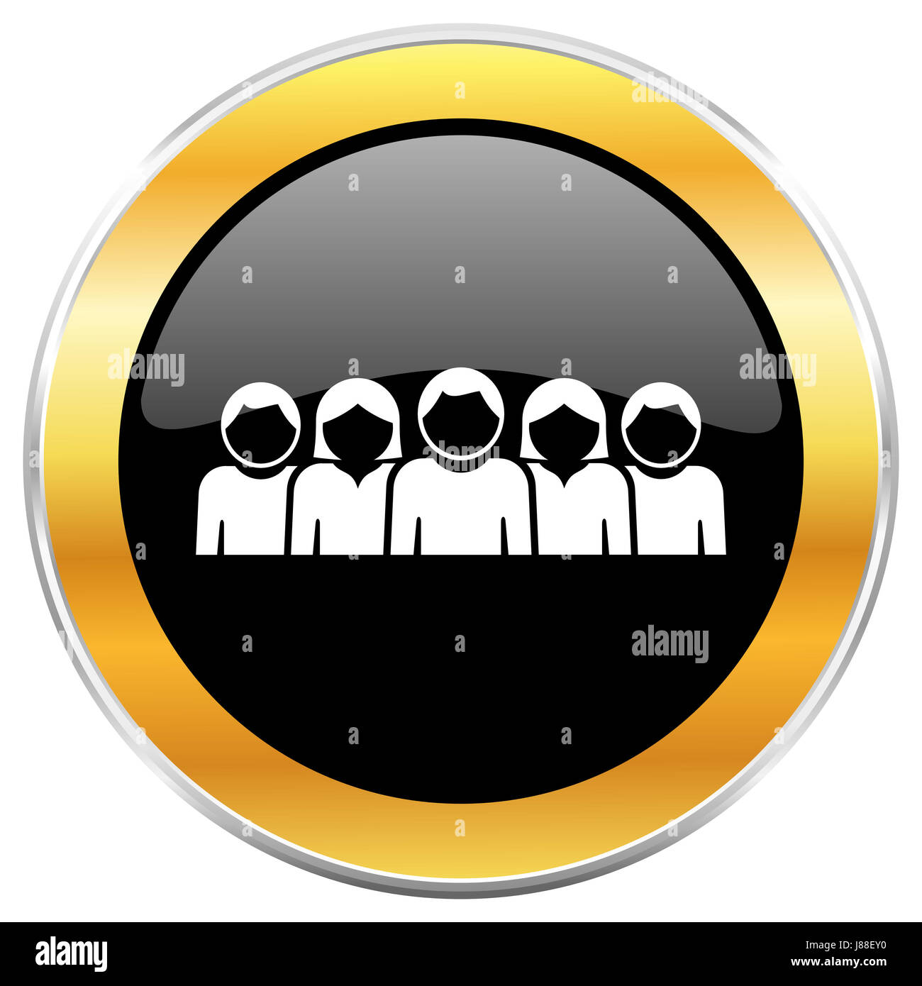 People black web icon with golden border isolated on white background ...