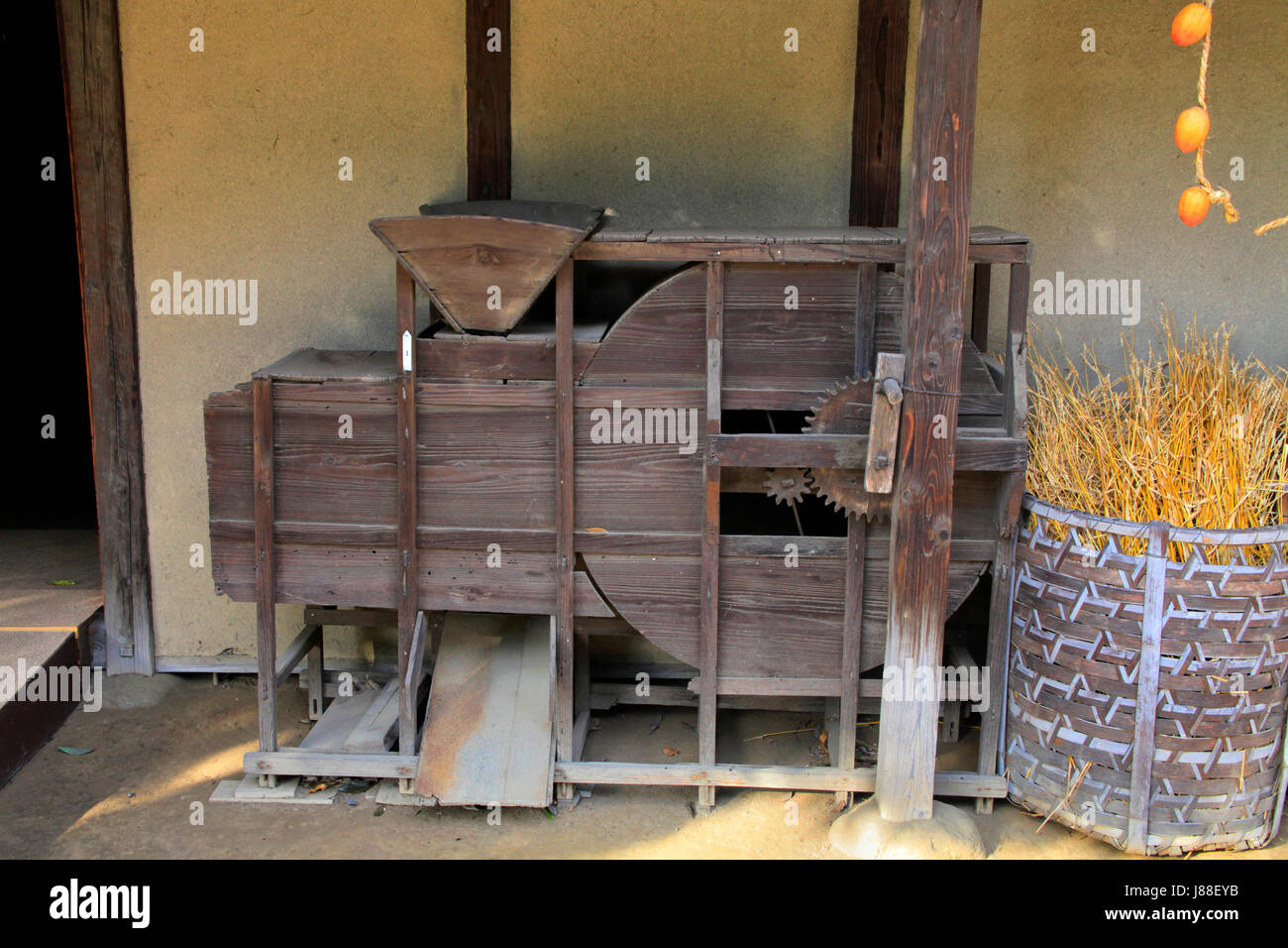 Old Traditional Threshing machine of Farm House at Kodaira Furusato ...
