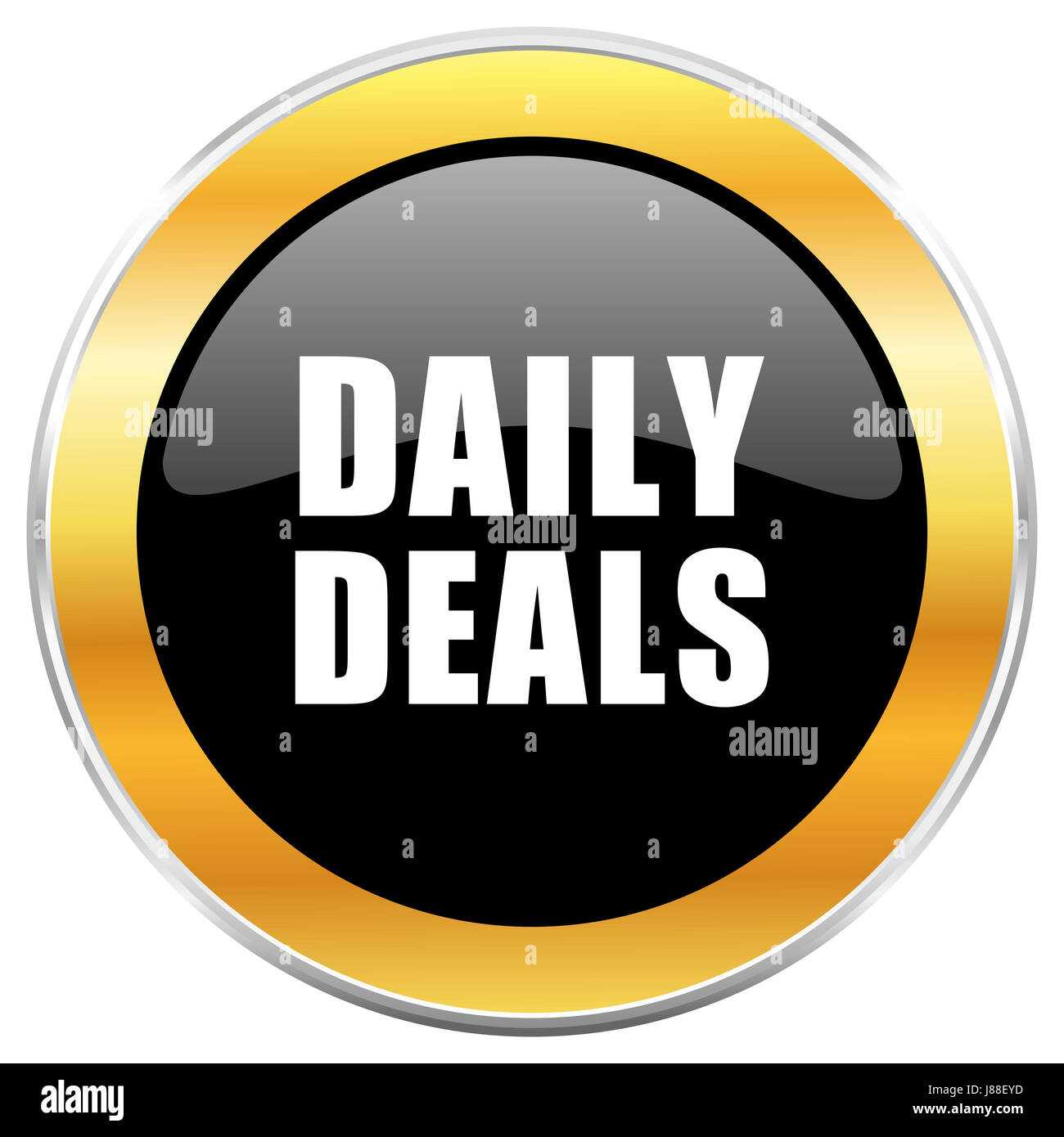 Daily deal black web icon with golden border isolated on white ...