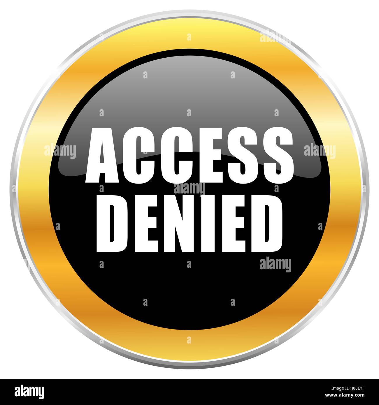 Access denied black web icon with golden border isolated on white ...
