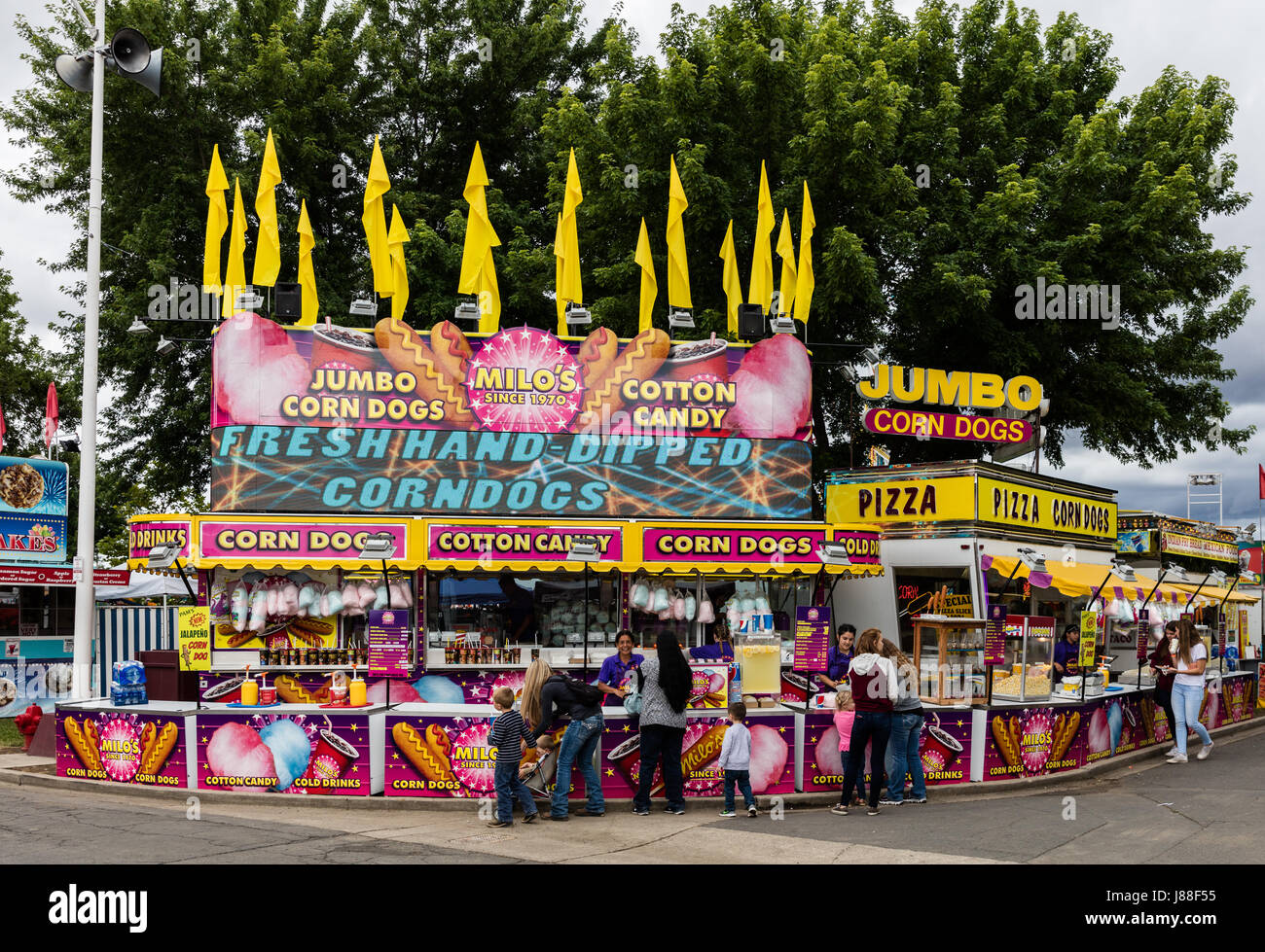 Snack food stands at a county fair Stock Photo - Alamy
