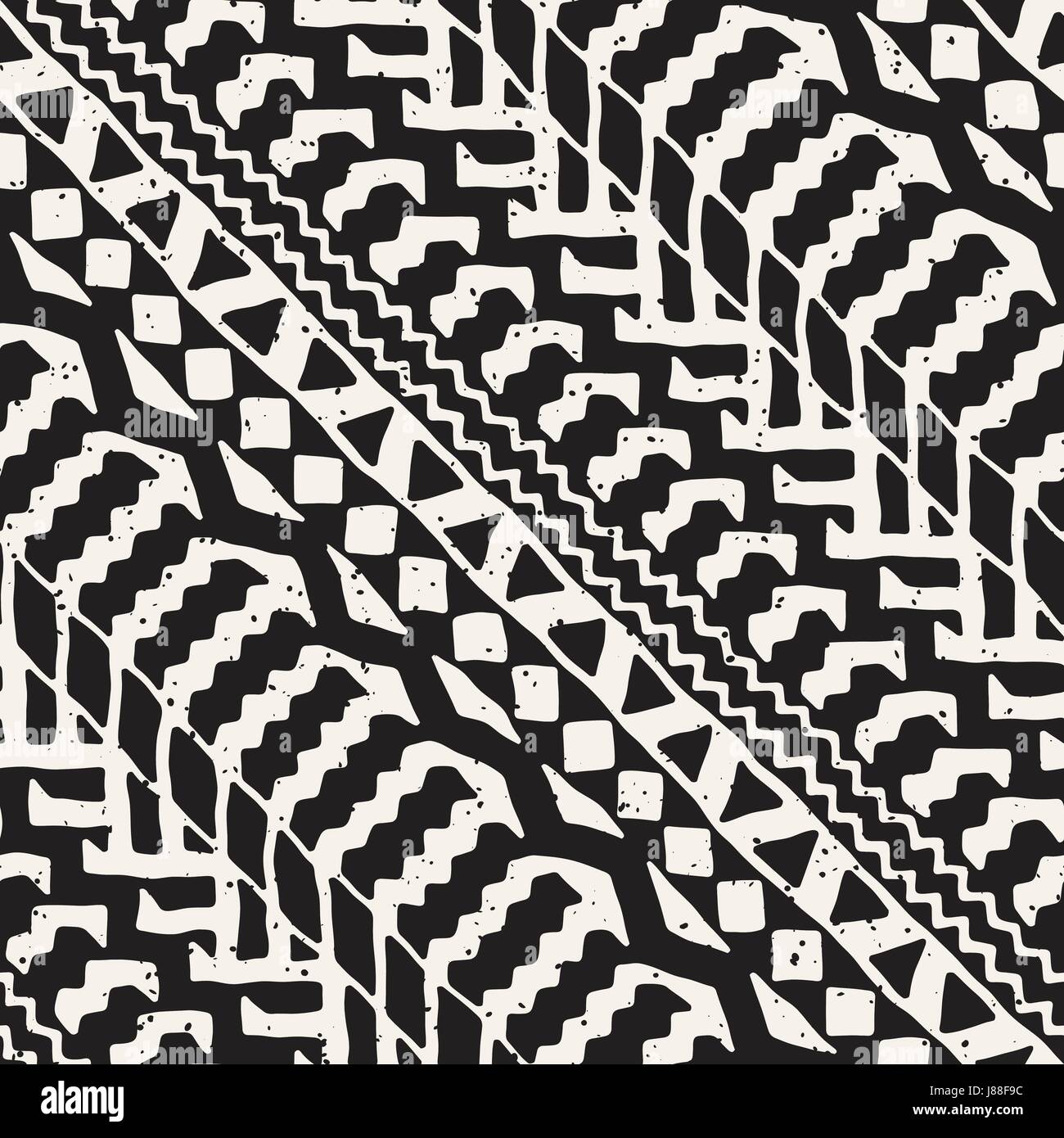 Hand drawn painted seamless pattern. Vector tribal design background ...