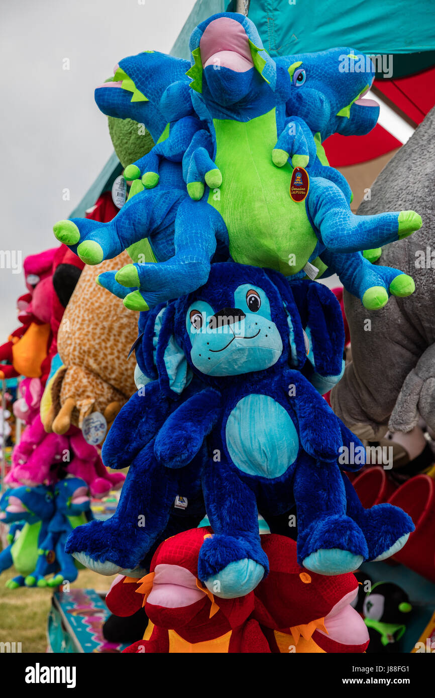 Stuffed animal toy prizes at the county fair Stock Photo - Alamy