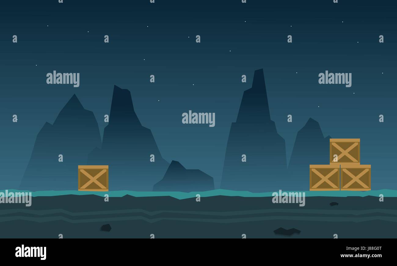 At night landscape cliff game background Stock Vector Image & Art - Alamy
