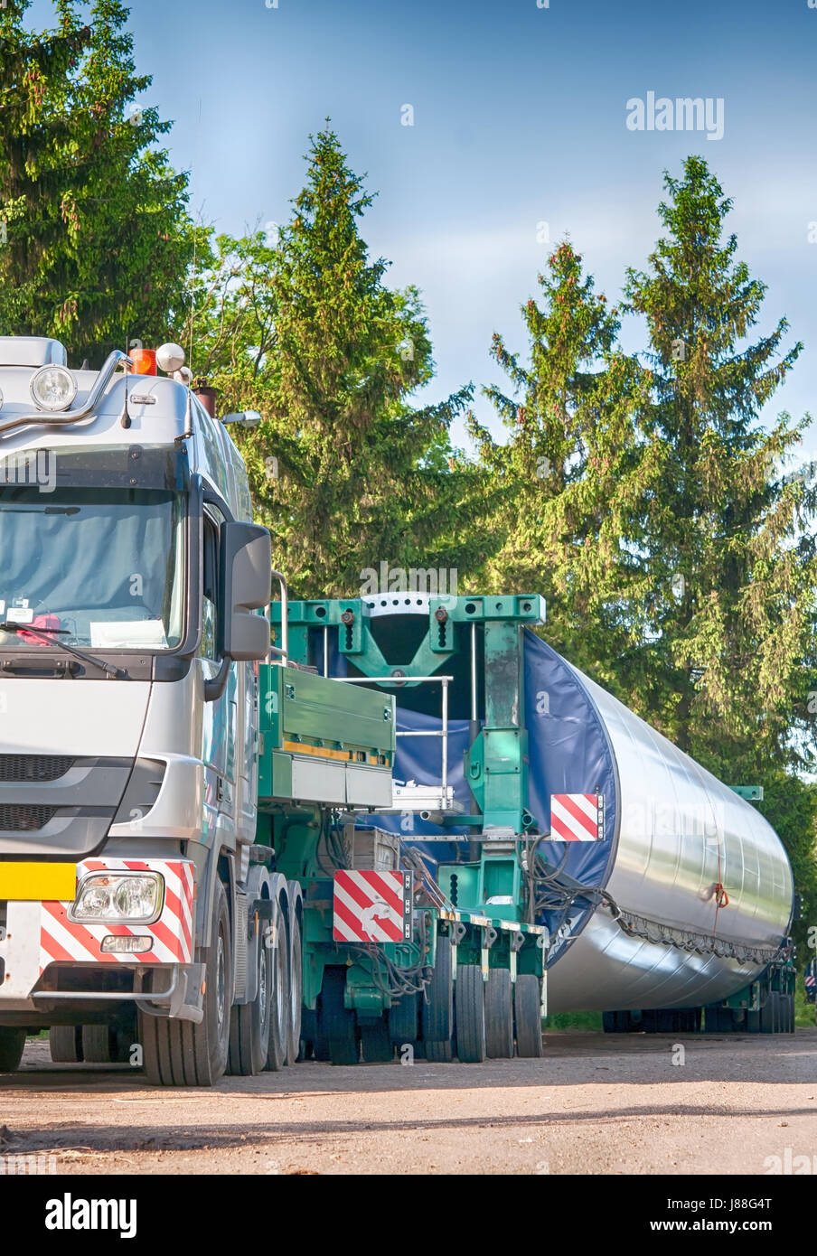 wind turbines blade on trailer Stock Photo - Alamy