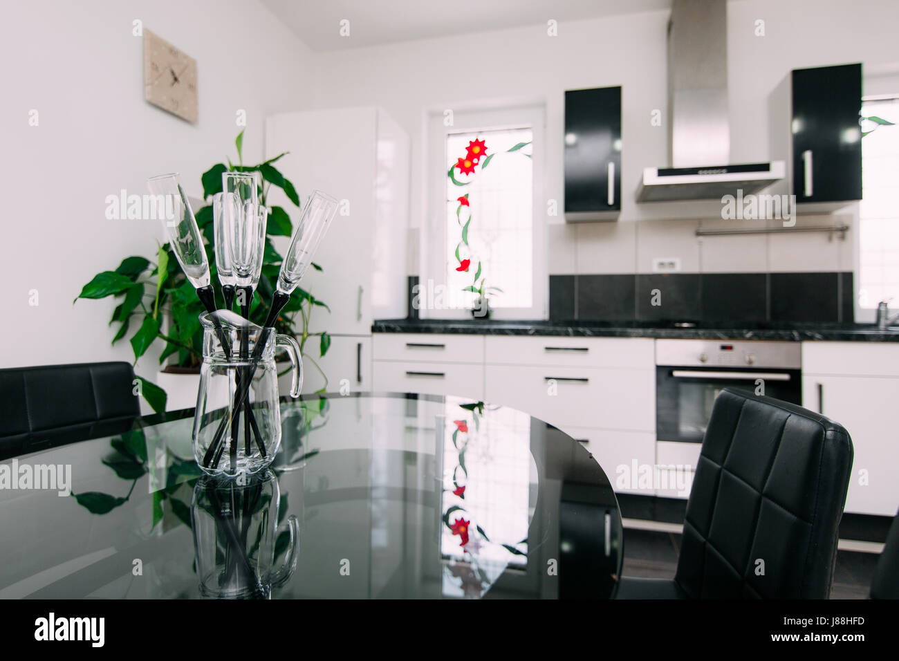 The dining table in the apartment. Table for lunch in the living room ...