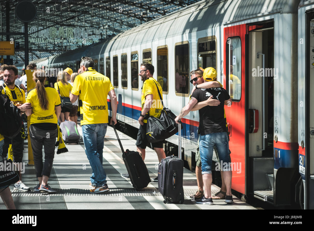 Football fans train station hi-res stock photography and images - Alamy