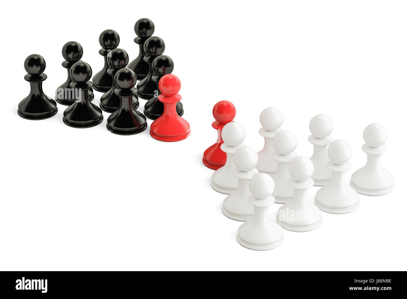 Chess, confrontation and opposition concept with two leaders. 3D ...