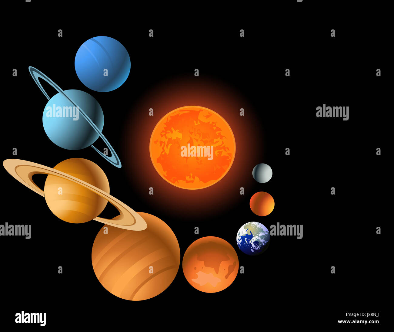 illustration, solar, system, globe, planet, earth, world, shine, shines ...