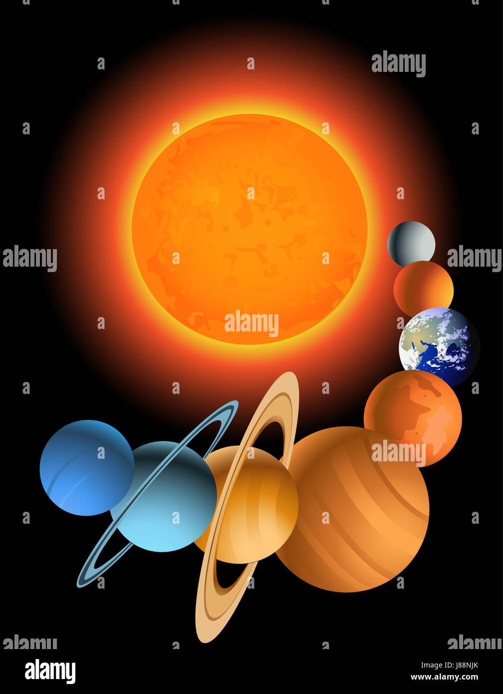 illustration, solar, system, globe, planet, earth, world, shine, shines ...