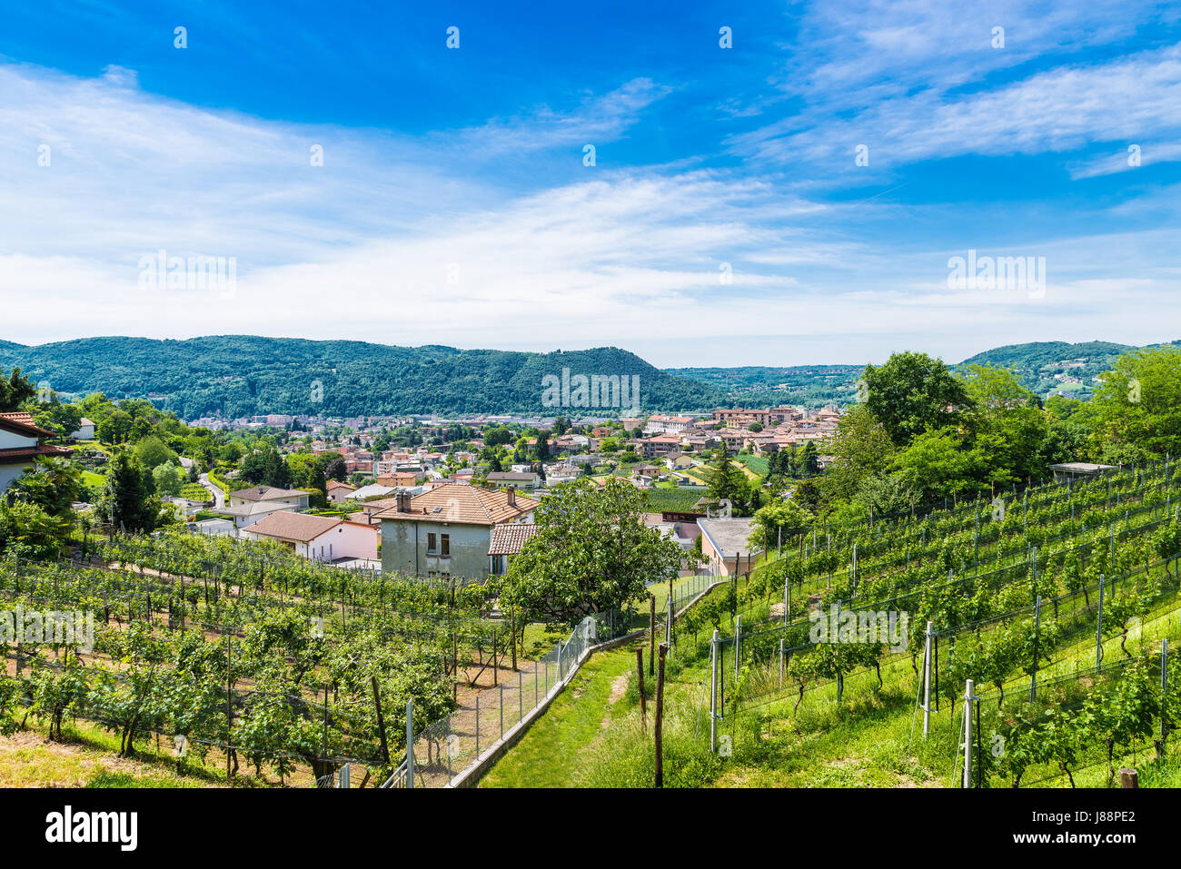 Chiasso, Ticino canton, Switzerland. View from above, on a beautiful ...