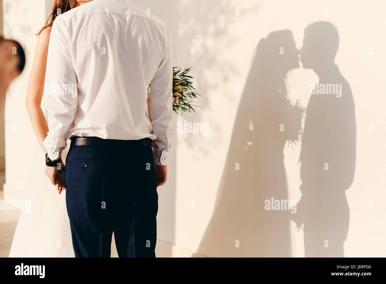 The shadow of the couple on the floor. Silhouette of the shadow of the ...
