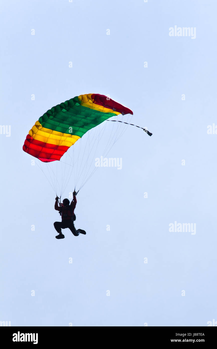 sport, sports, parachute, air, firmament, sky, skydiving, guy, blue ...