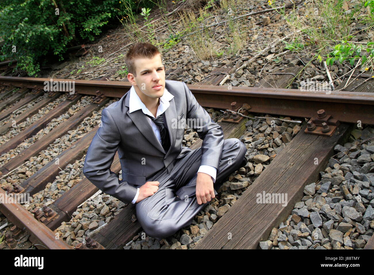 tracks, business man, businessman, cutter seat, train track, man ...