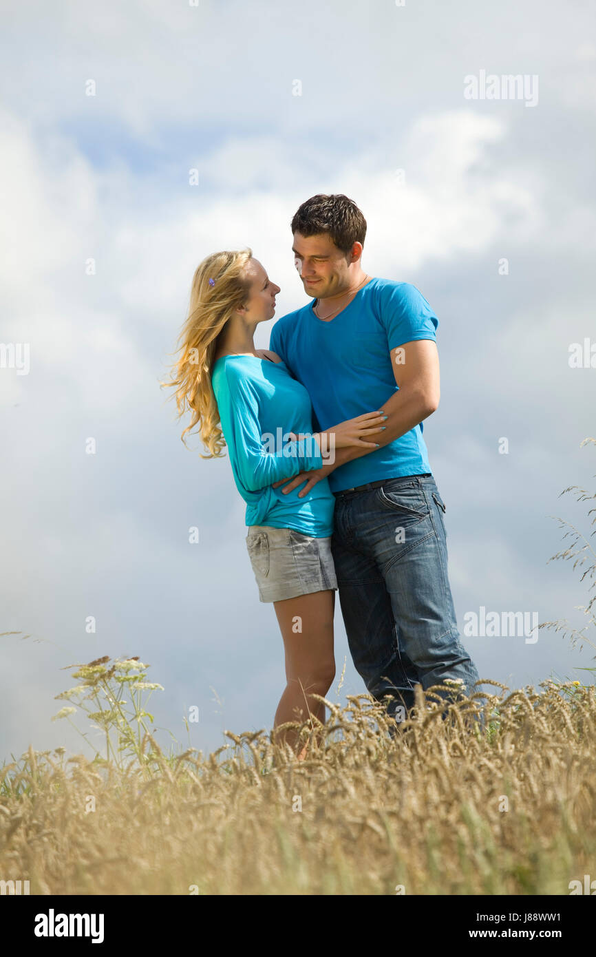 woman, romantic, field, love, in love, fell in love, rural, couple ...