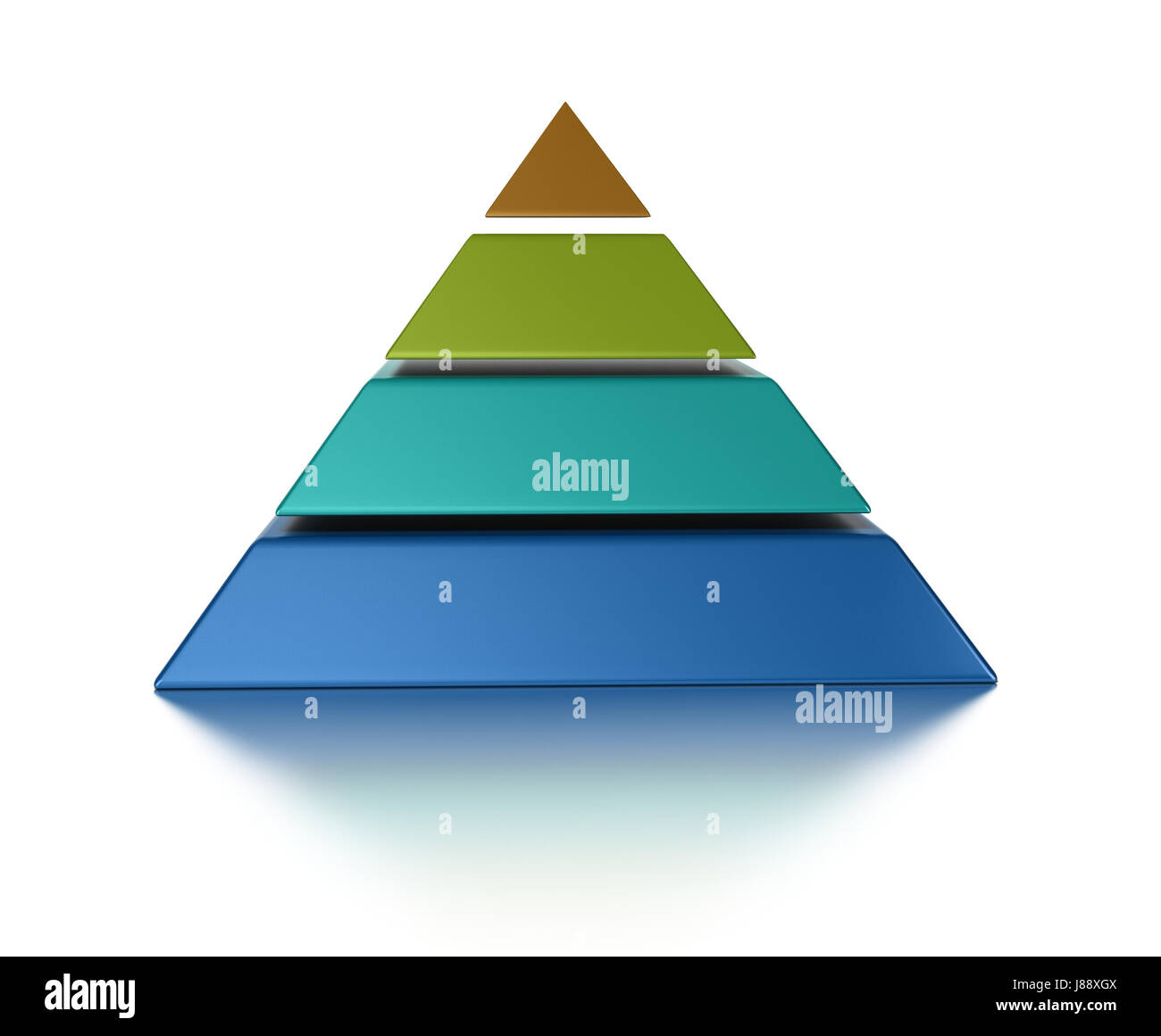 isolated, chart, colour, graphic, four, reflection, pyramid ...